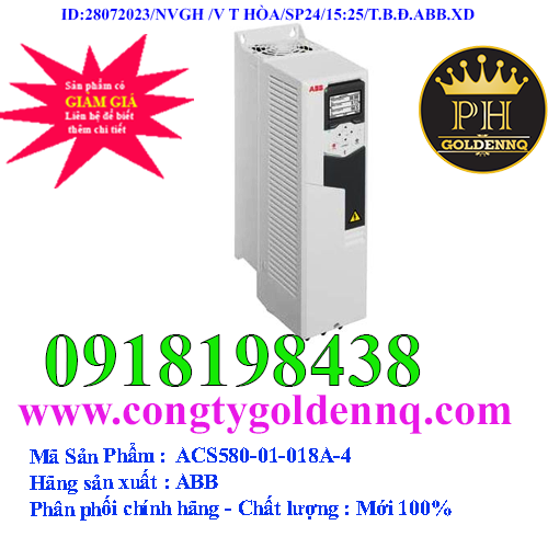 Biến tần ABB ACS580-01-018A-4 7.5kW 3 Pha 380V | Công Ty TNHH Tổng Hợp Quốc Tế Golden NQ