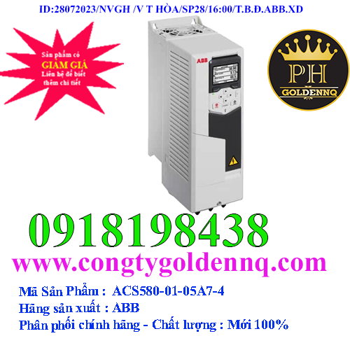 Biến tần ABB ACS580-01-05A7-4 2.2kW 3 Pha 380V | Công Ty Quốc Tế Golden NQ