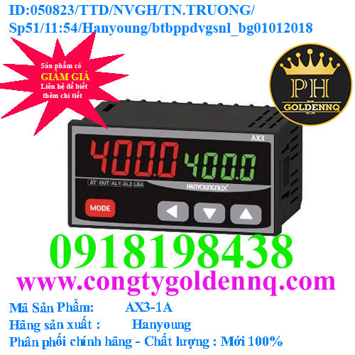 Bộ Điều Khiển Nhiệt Độ Hanyoung AX3-1A | Công Ty TNHH Tổng Hợp Quốc Tế Golden NQ