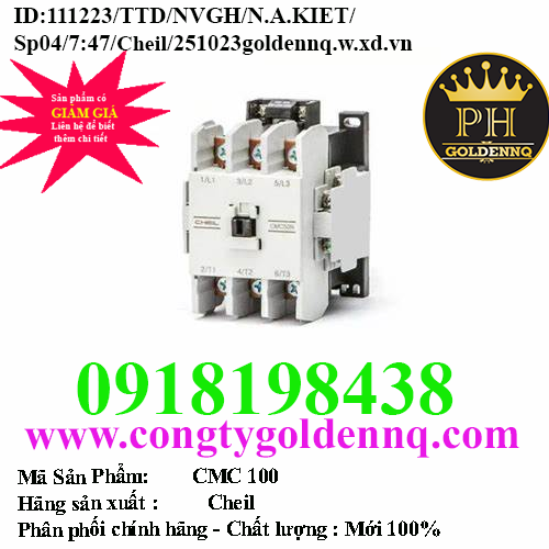 Contactor Cheil CMC 100 | Công Ty TNHH Tổng Hợp Quốc Tế Golden NQ