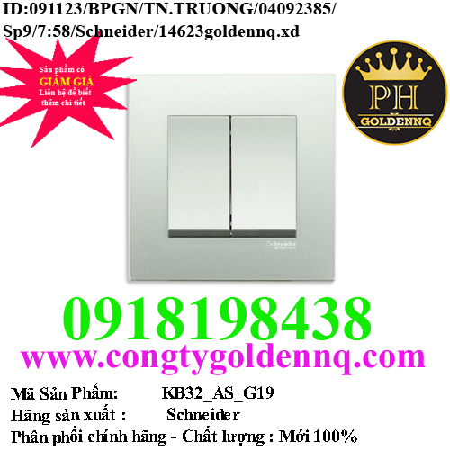Công tắc KB32_AS_G19 Schneider | Công Ty TNHH Tổng Hợp Quốc Tế Golden NQ