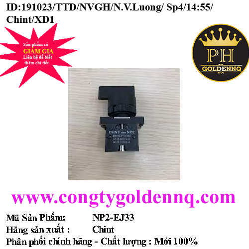 Công tắc 3 vị trí cần ngắn 2NO Chint NP2-ED33 | Công Ty Quốc Tế Golden NQ