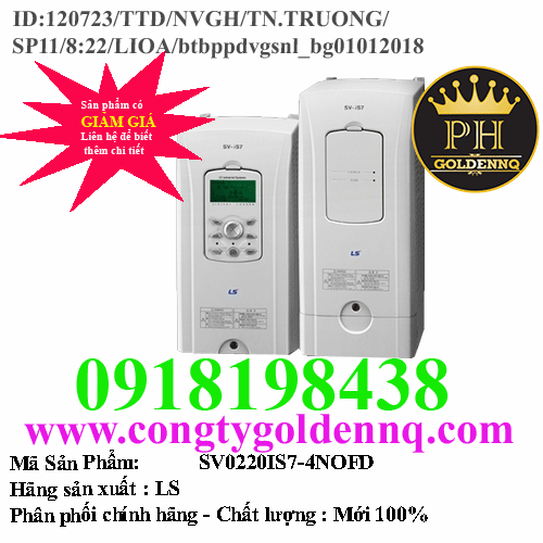Biến Tần LS SV0220IS7-4NOFD 22kW 3 Pha 380V | Công Ty TNHH Tổng Hợp Quốc Tế Golden NQ