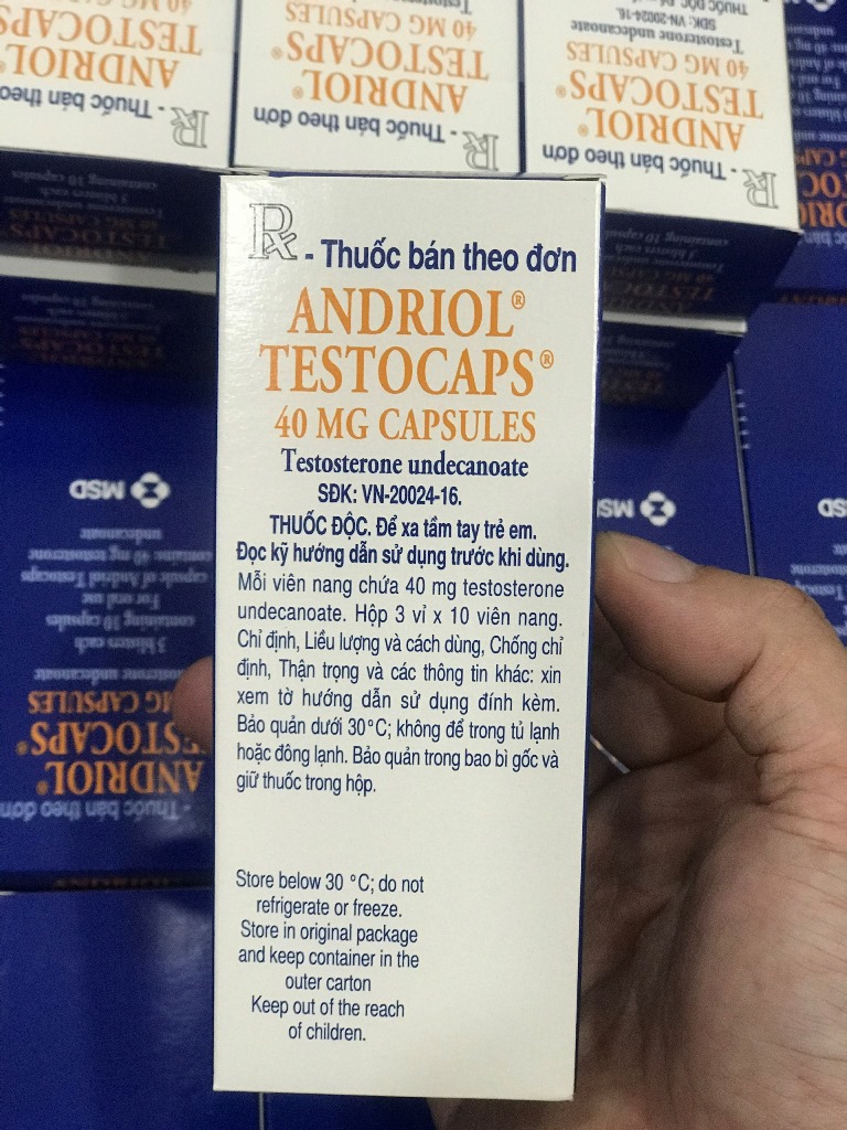Andriol Testocaps 40mg Capsules- Hãng MSD - Hộp 3 vỉ x 10 viên