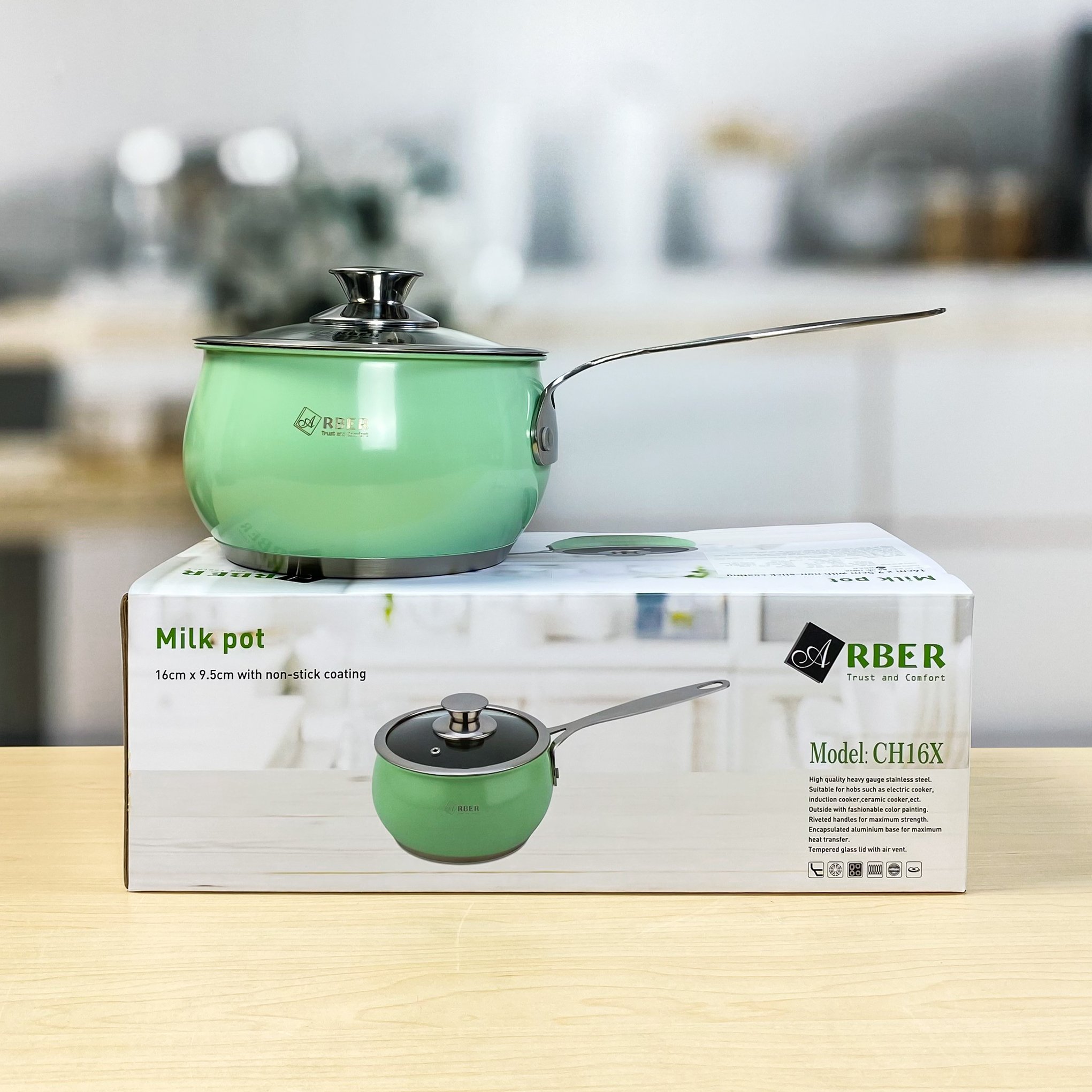 Quánh inox 3 đáy chống dính Arber CH16X