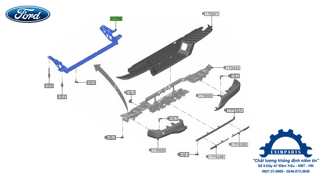 XƯƠNG CẢN SAU FORD RANGER N1WZ17754A / N1WB17B861AB