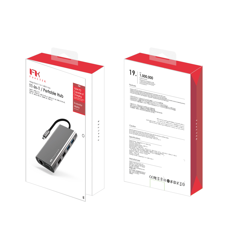 Bộ chia cổng USB Mega-Dock 11 in 1 USB-C Hub Feeltek - chube.vn