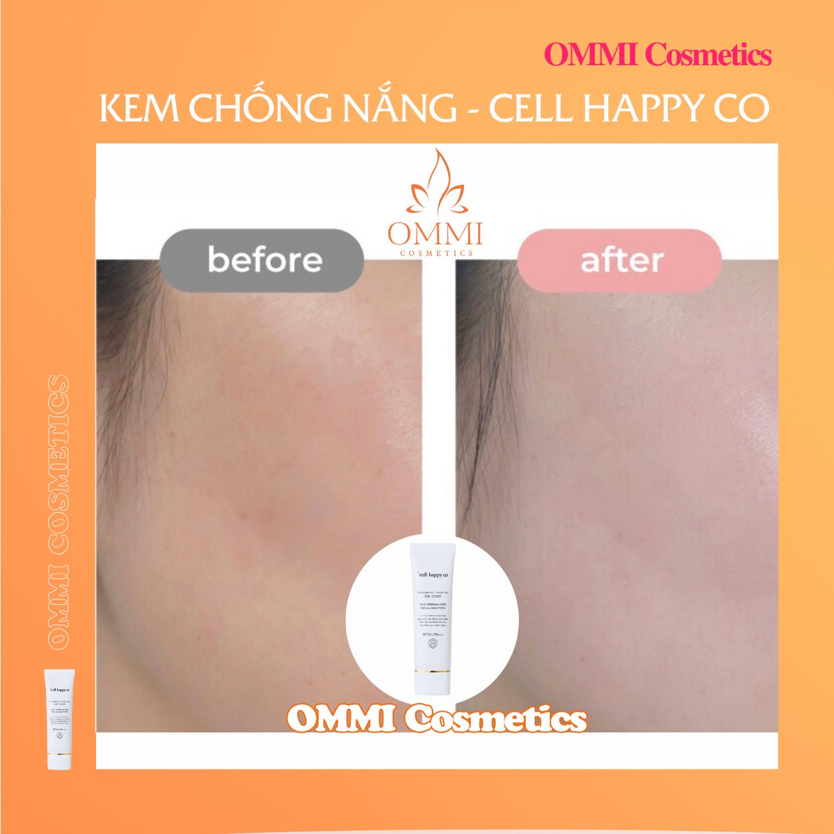 Kem chống nắng Cell Happy Co - Hàn Quốc chính hãng, nâng tông trắng hồng da