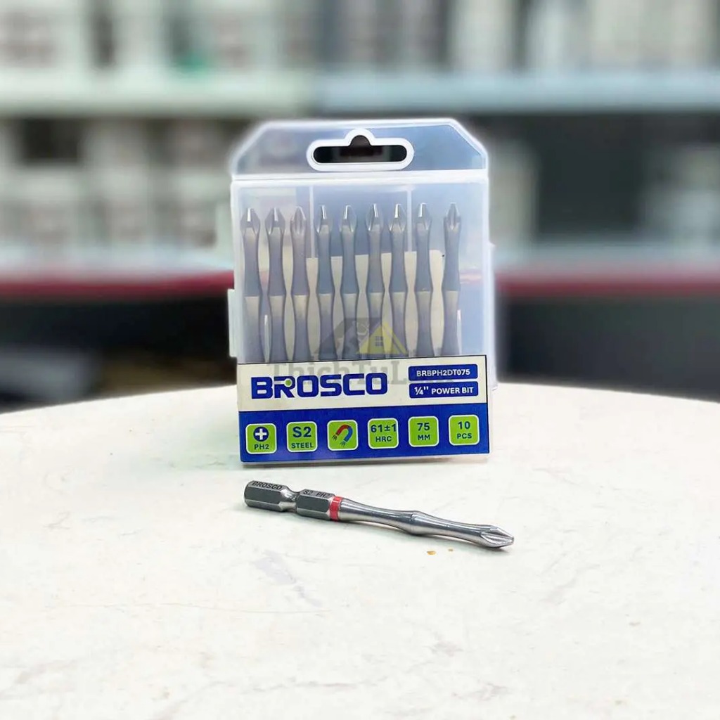 [Bán lẻ] Mũi vít bake PH2 x 75mm bằng thép S2 Brosco BRBPH2DT075