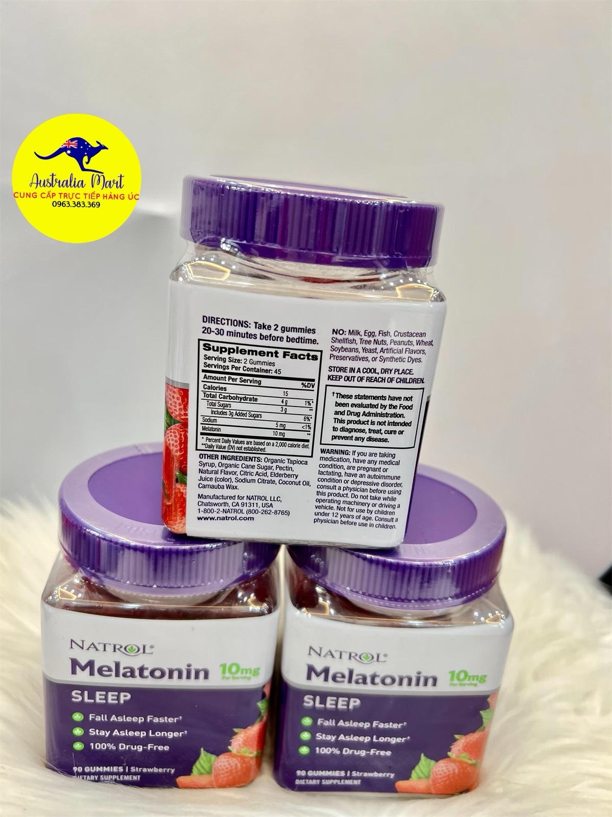 Kẹo ngủ Natrol Melatonin 10mg - Hàng xách tay Australia | Australia Mart