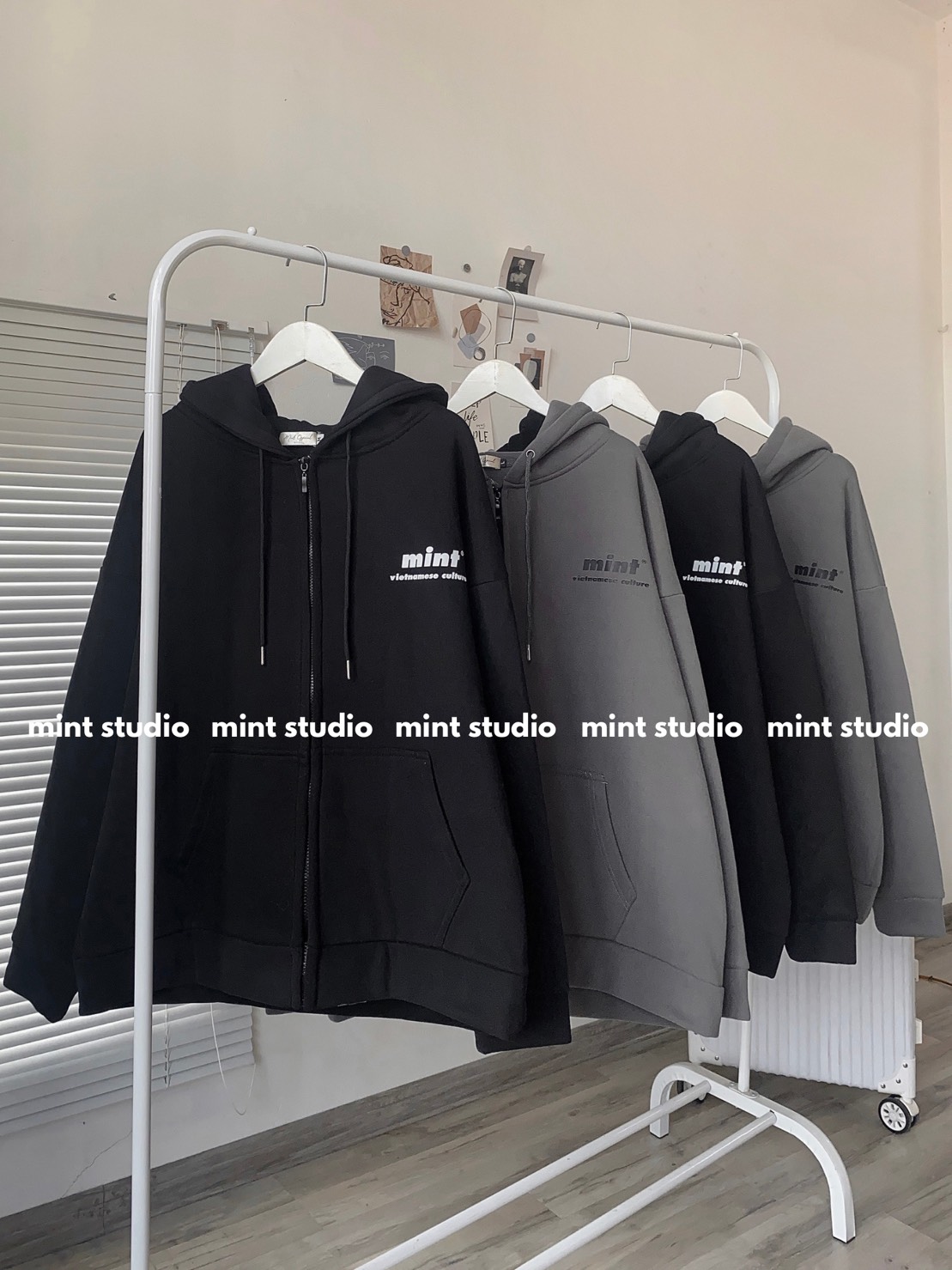 HOODIE ZIP NỈ BÔNG MINT SS23 Mint Official