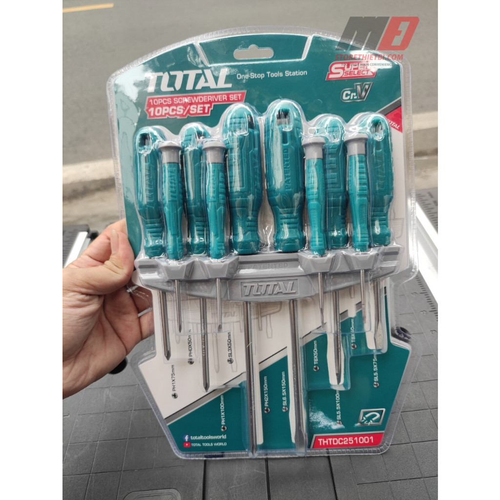 Bộ 10 tua vít dẹp, bake, sao và tua vít chuẩn TOTAL / THTDC251001 Bộ ...