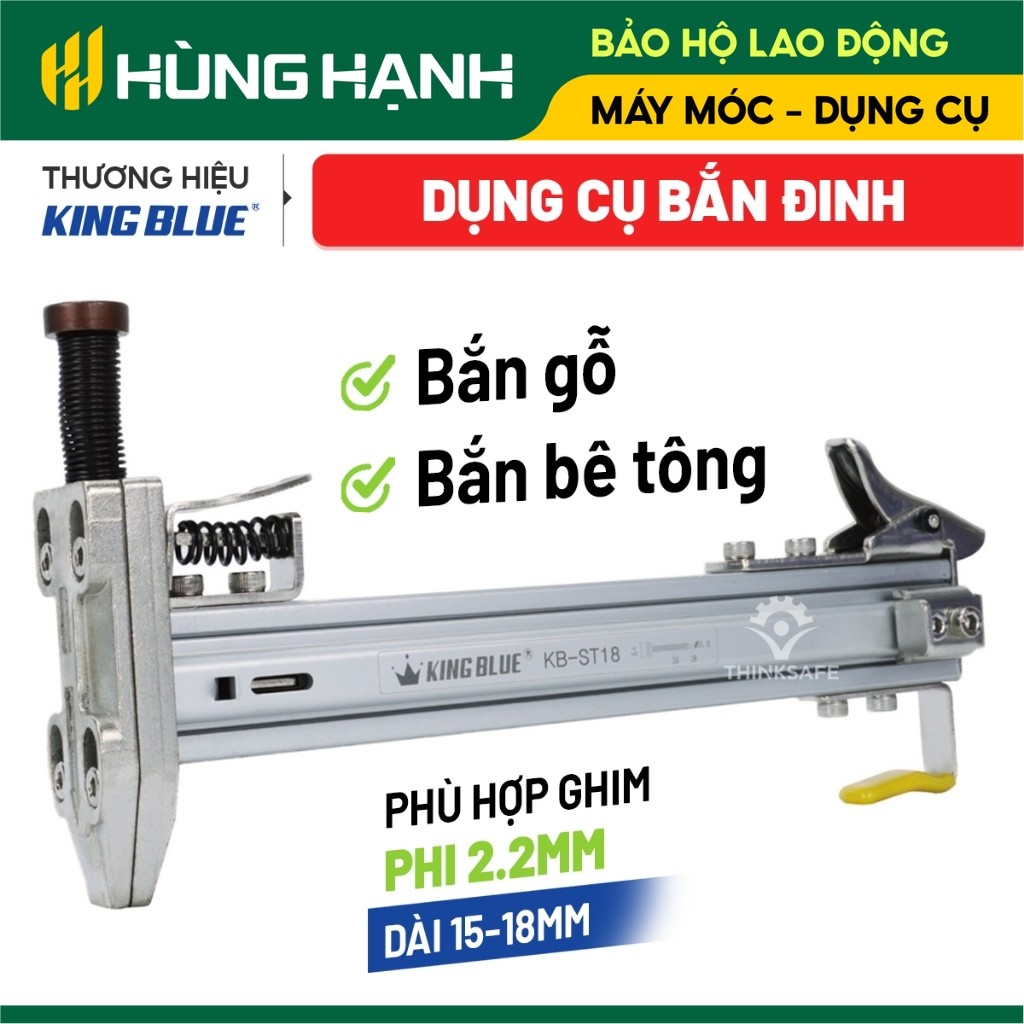 Dụng cụ đóng đinh bán tự động KingBlue KB-ST18 sung bắn đinh bê tông phù hợp ghim phi 2.2mm dài ...
