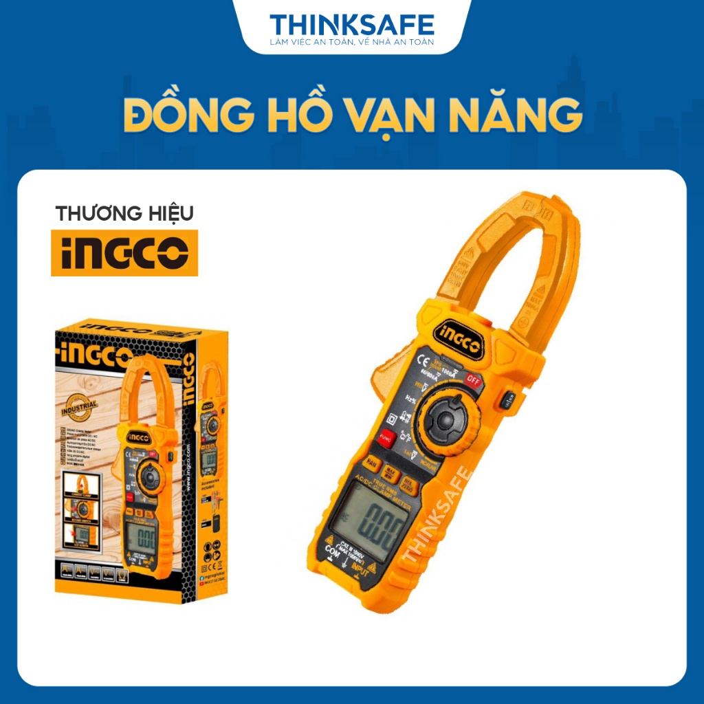 Đồng hồ kẹp AC/DC INGCO DCM10004, 6000 số đếm, đo AC 1000A, lưu dữ liệu ...