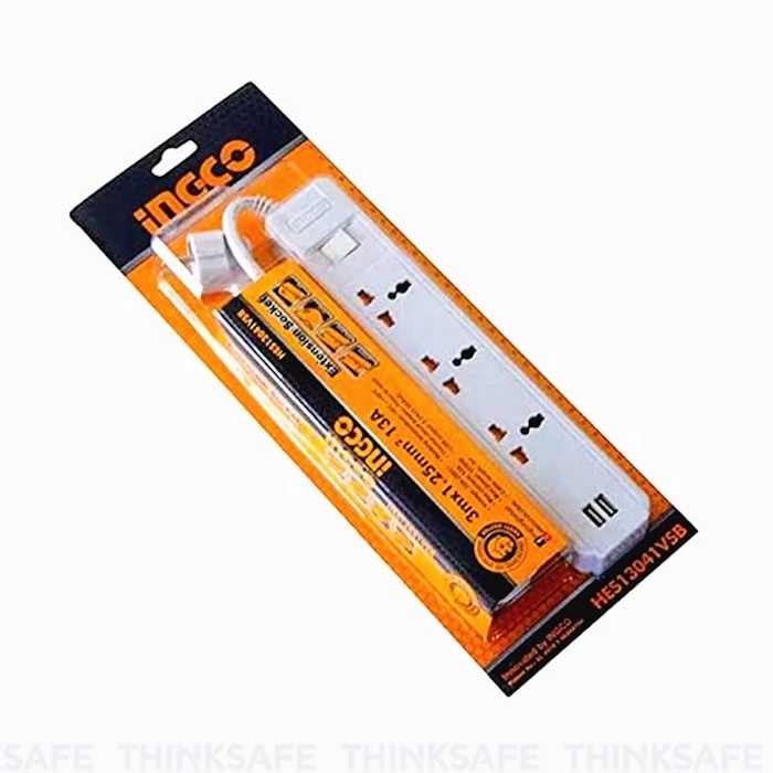 Ổ cắm có công USB INGCO HES13041VSB 13A, chịu tải 3250W dây đồng 3m ...
