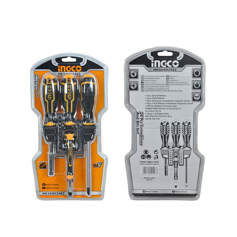 Bộ tua vít 24 chi tiết INGCO HKSDB02482 đầu vít nam châm, kích thước đa ...