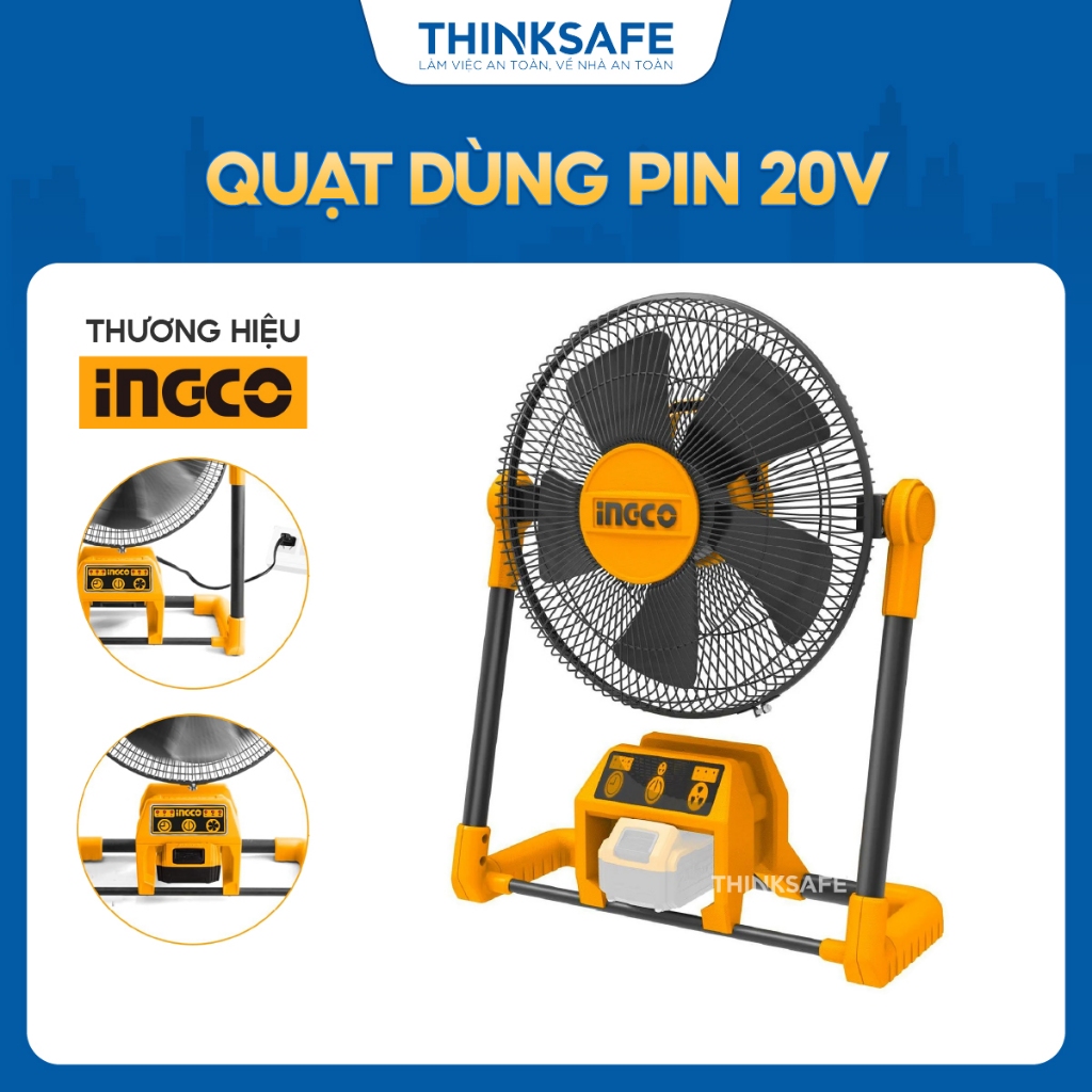 Quạt pin 20V INGCO CFALI2001 12'' Tốc độ 3 - Kích thước: 12'' (Không kèm pin và sạc) - Thinksafe