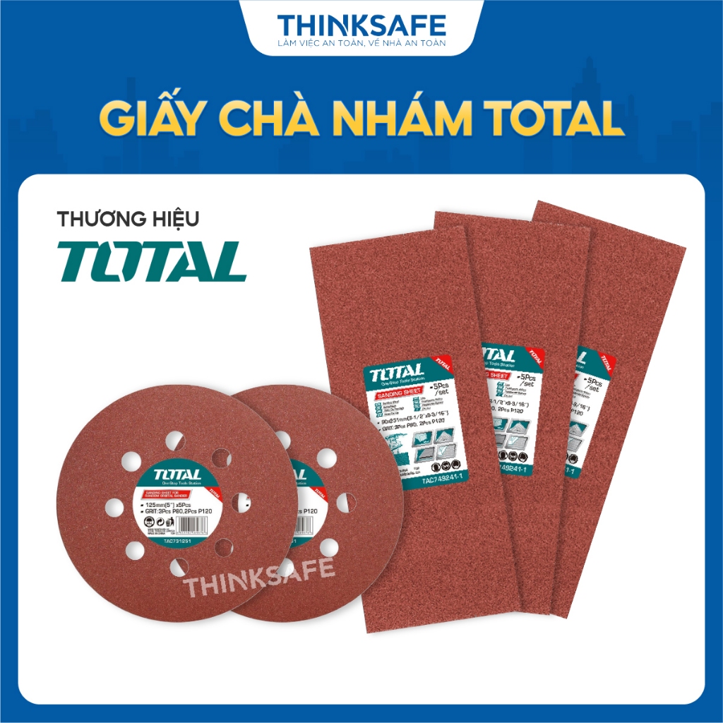 Giấy chà nhám Total, kích thước 125mm - 231mm, giấy nhám tròn, chữ nhật ...