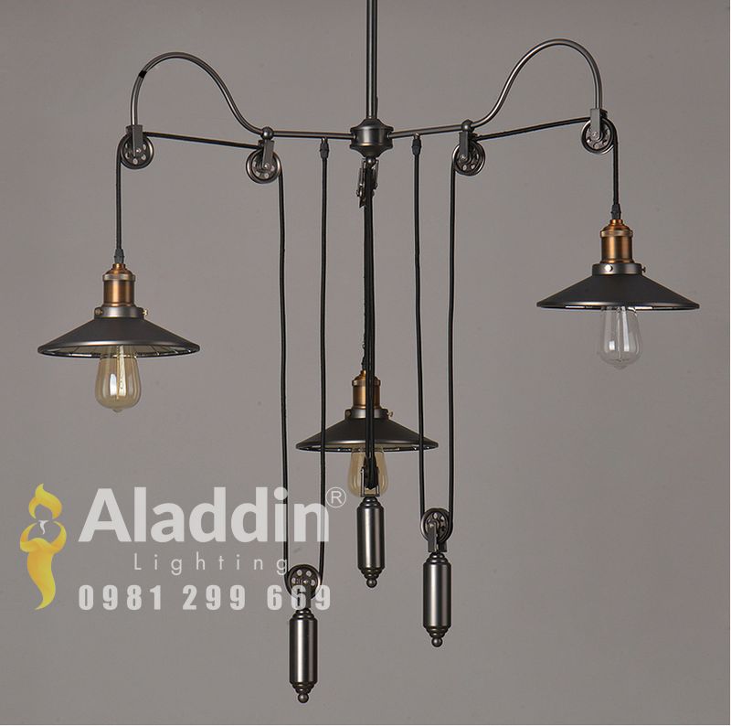 Đèn thả phòng khách - Ròng rọc cân bằng 3 bóng TH116 Aladdin Lighting