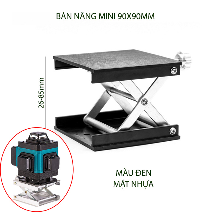 Bàn nâng mini dùng tay vặn, loại 90x90mm, mặt và đáy bằng nhựa hoặc ...