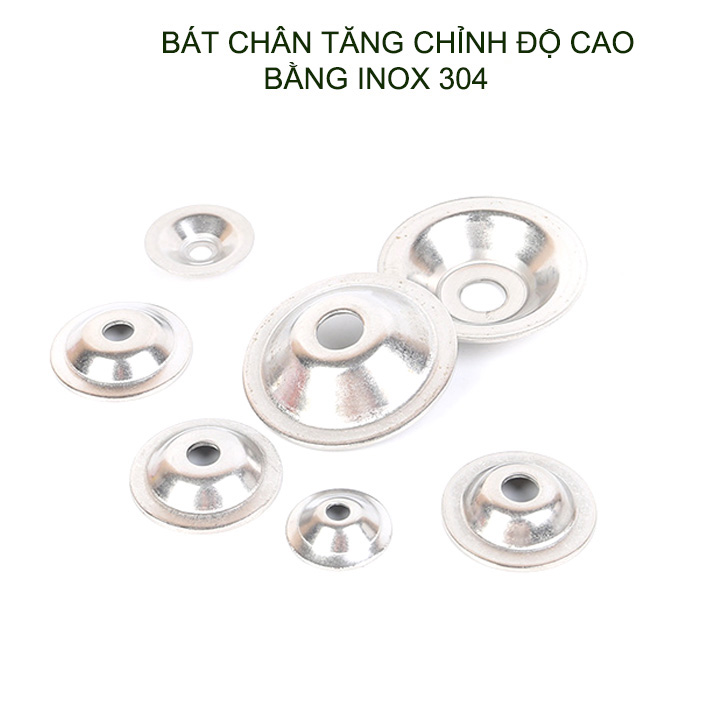Bộ 02 bát cho chân tăng chỉnh độ cao bằng inox 304, loại lỗ M10, D40-60 ...