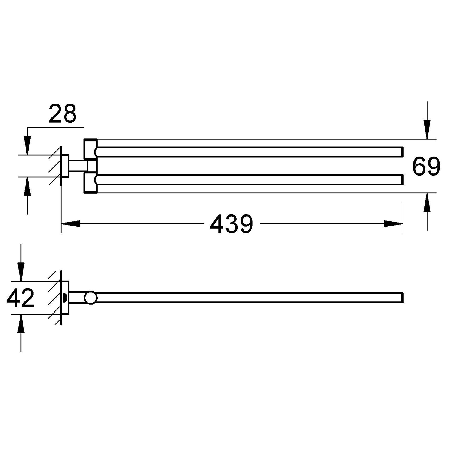 Thanh treo khăn đôi Grohe Essentials Cube 40624001