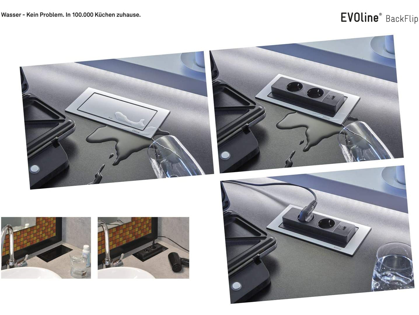 Ổ cắm âm bàn EVOline 2 phích chữ nhật