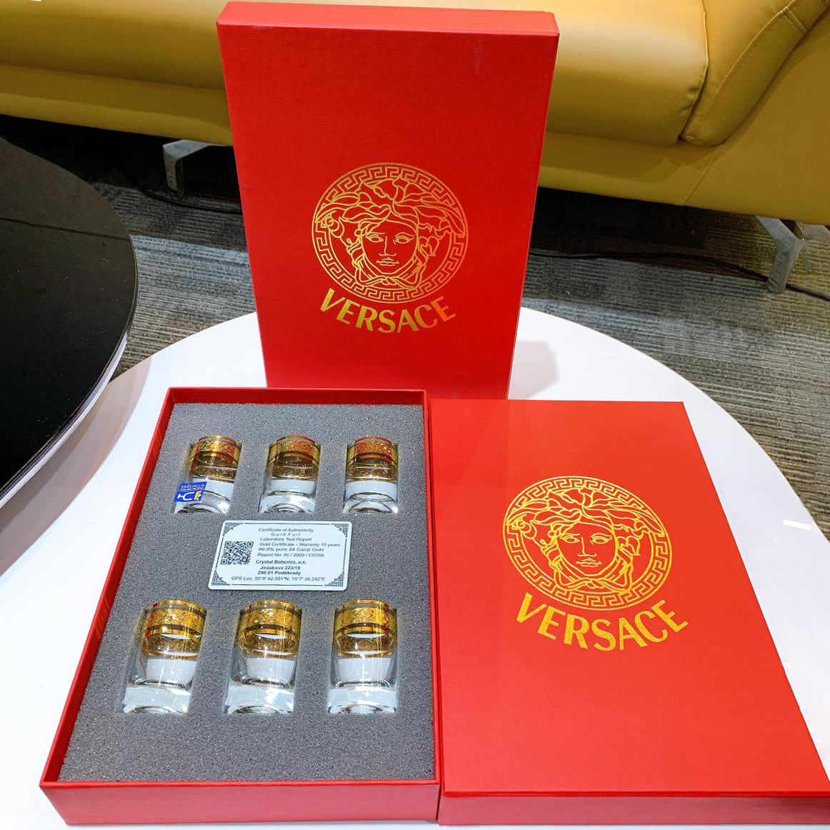 Set 6 chén rượu Bohemia mạ vàng