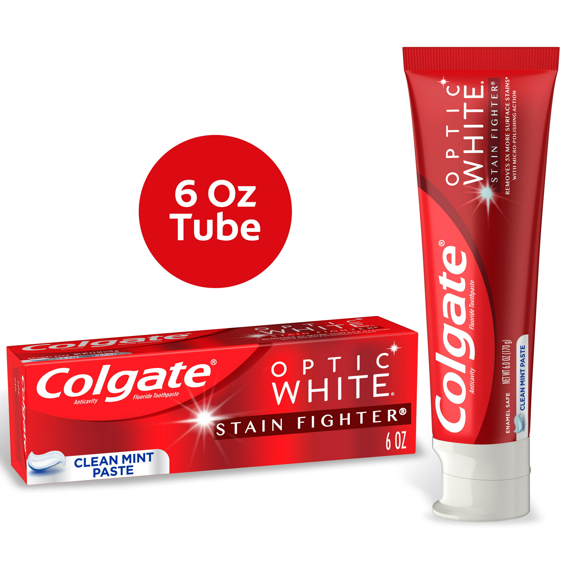 KEM ĐÁNH RĂNG COLGATE OPTIC WHITE STAIN FIGHTER CLEAN MINT PASTE, 6 OZ ...