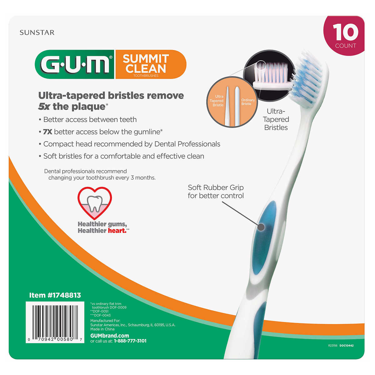 BÀN CHẢI ĐÁNH RĂNG - GUM SUMMIT TOOTHBRUSH, SET 10 BÀN CHẢI Thích Xài Hàng Mỹ