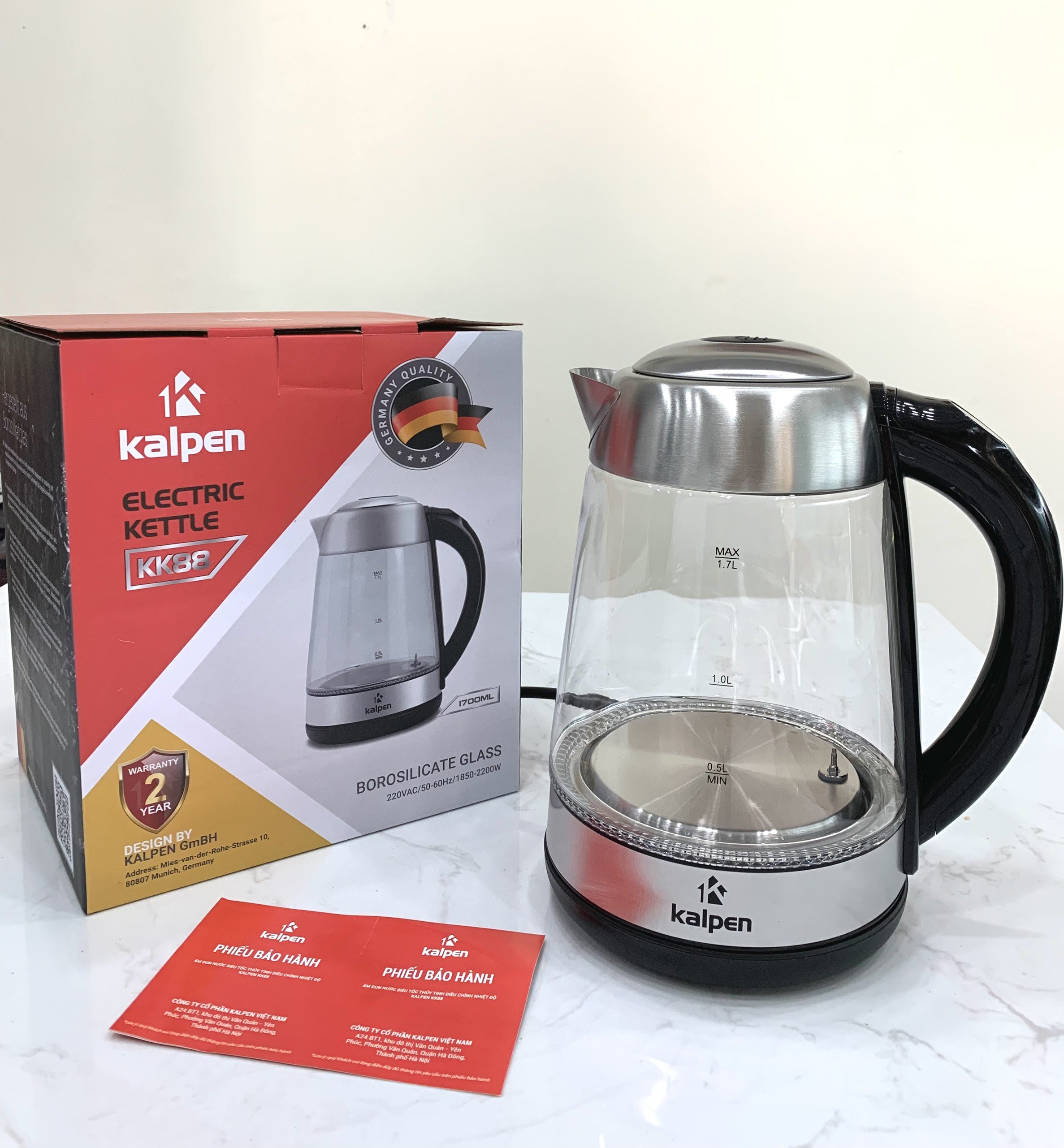 Ấm đun nước siêu tốc thủy tinh điều chỉnh nhiệt độ Kalpen KK88 | ĐIỆN ...