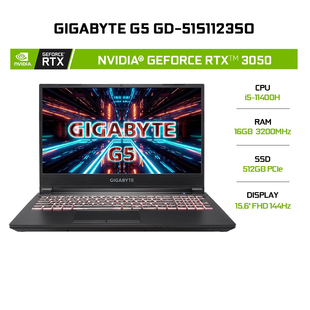 [Mới 100%] GIGABYTE Gaming G5 (2021) I5-11400H/ 16GB/512GB/ VGA 4GB ...