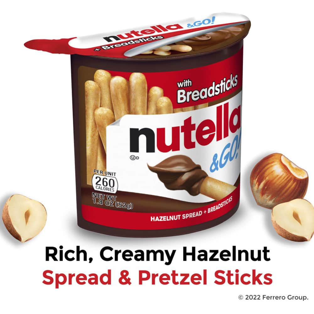 Bánh que giòn chấm chocolate hạt dẻ Nutella & Go Breadsticks 52g