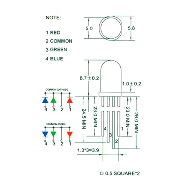 Led RGB 4 Chân Đục Phi 5mm