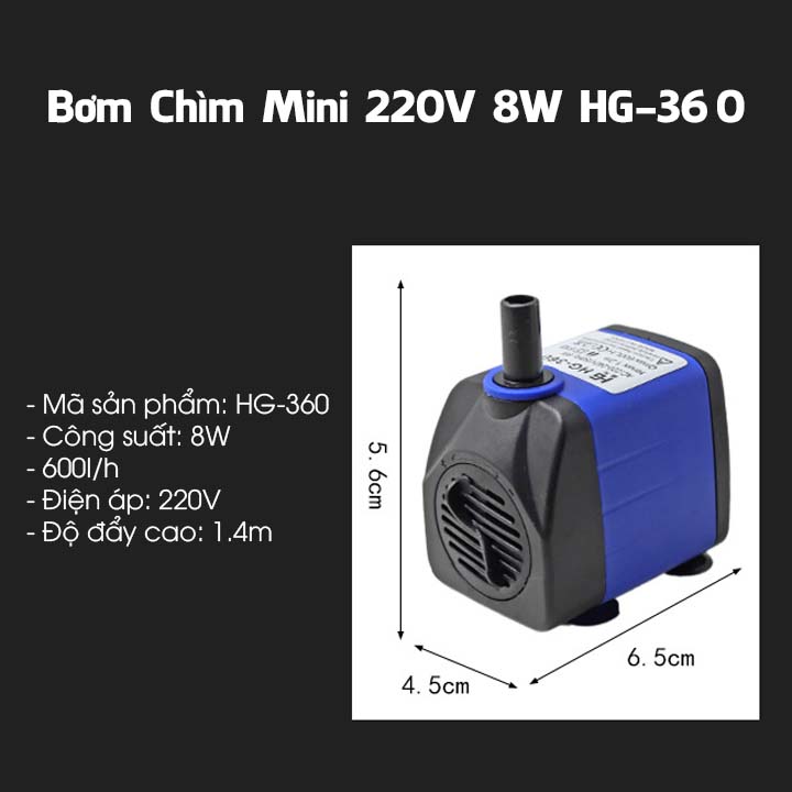 Bơm Chìm Mini 220V 8W HG-360