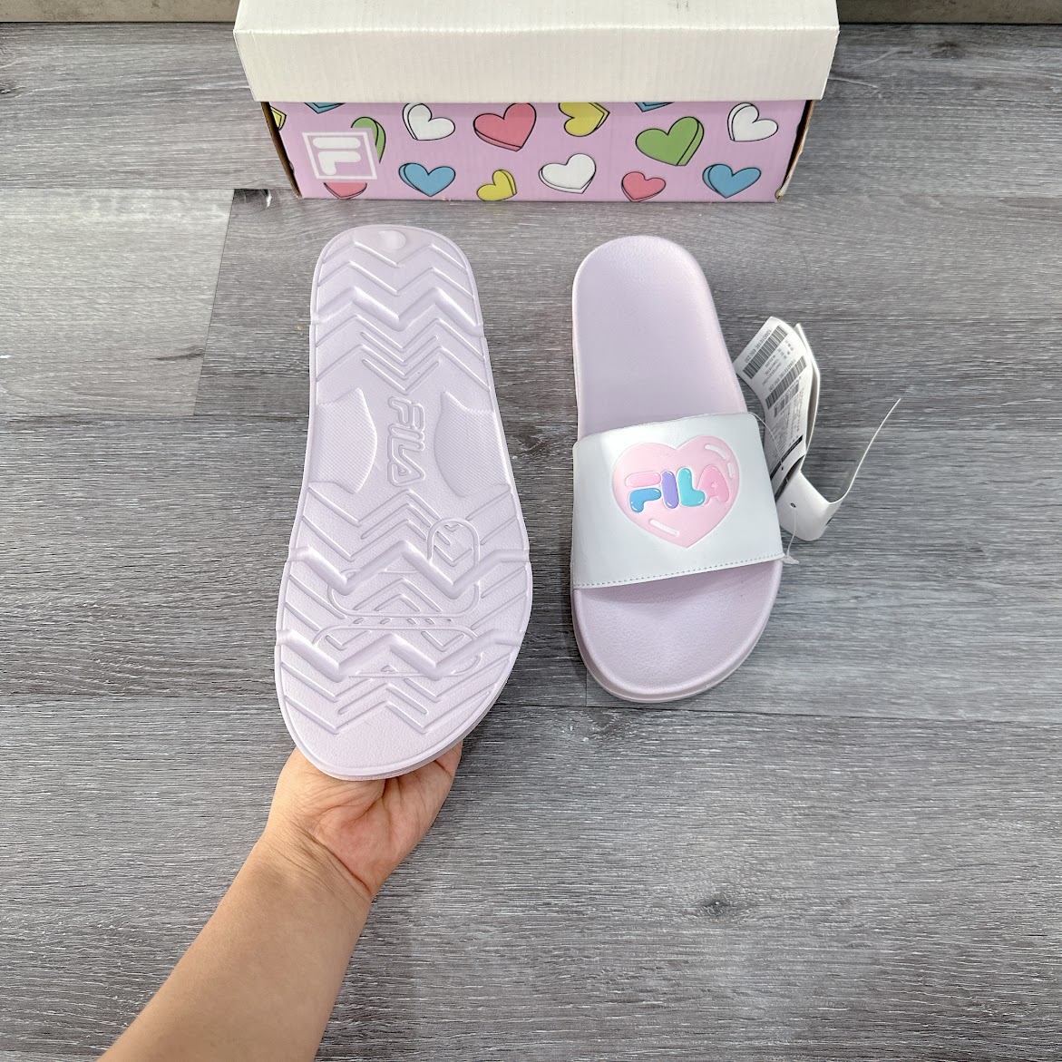 Dép FILA DRIFTER 22 V-DAY Trắng Đế Tím [ 1SM01619E 650 ] | CITISHOP