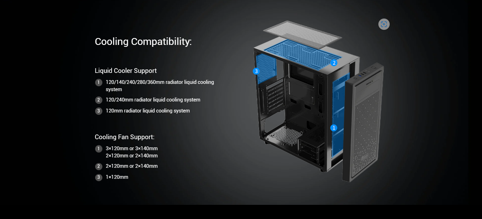 Vỏ case Deepcool E-Shield ( Mid Tower/ Màu Đen/ 1 Fan 12cm)