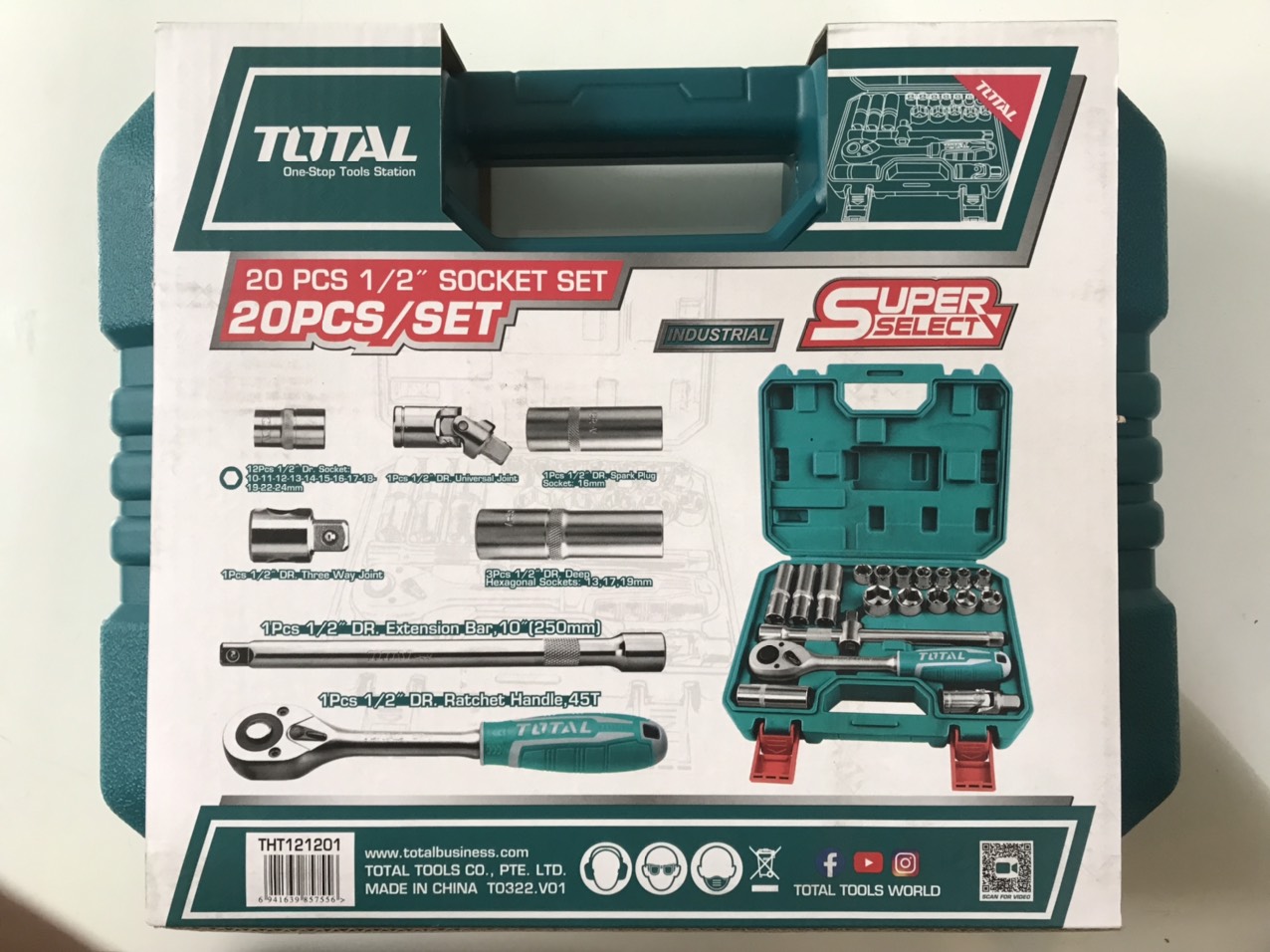 Bộ khẩu 1/2" 20 chi tiết Total THT121201