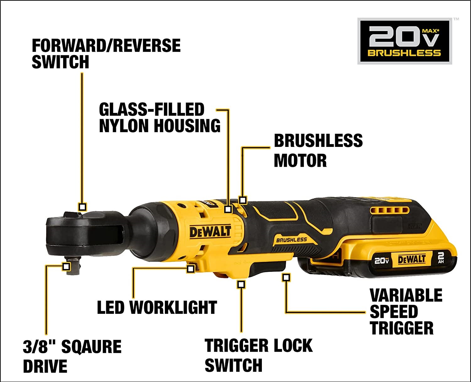 Máy siết bulon góc dùng pin 20V Max DeWalt DCF512N