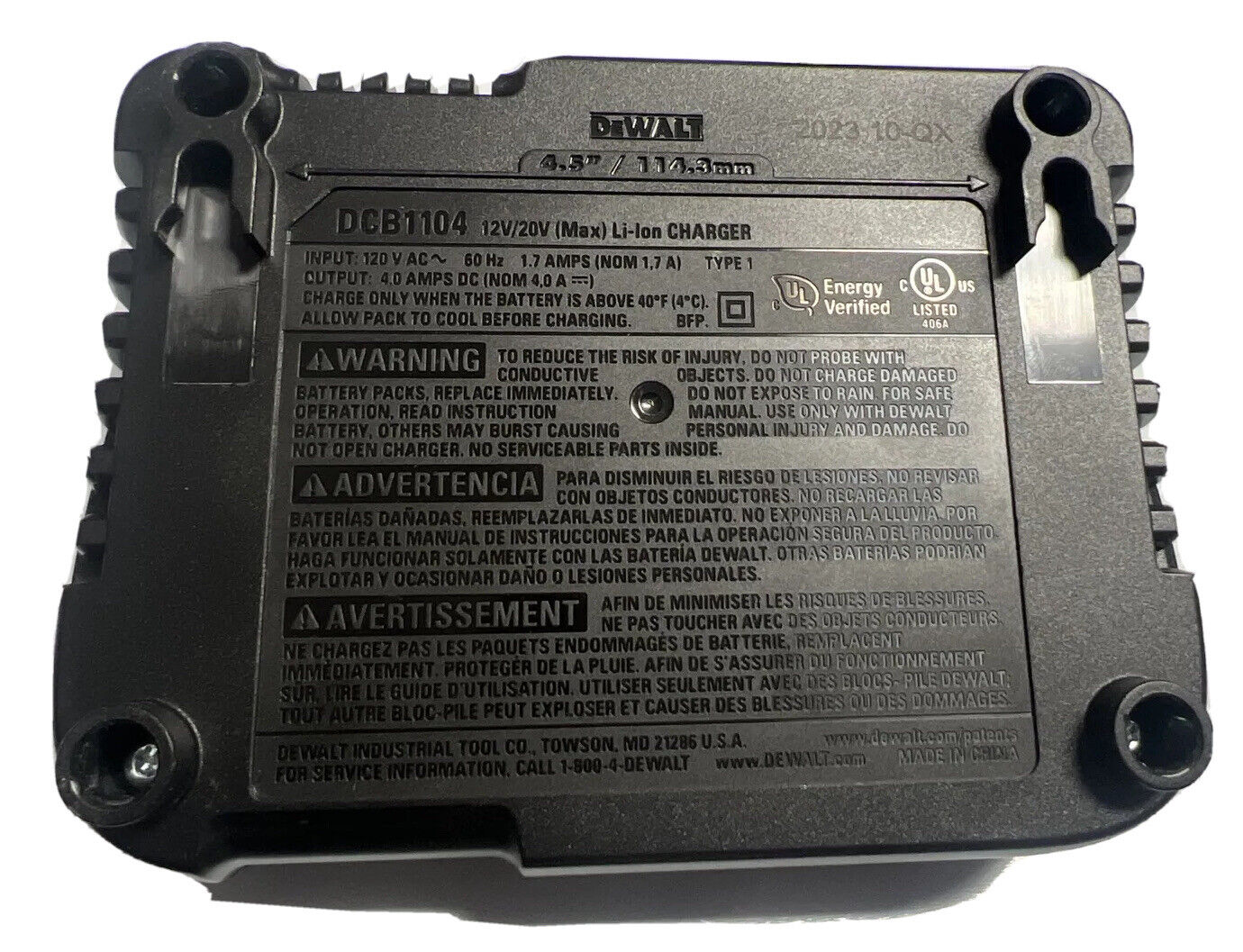 Bộ sạc pin 10.8-20V max Dewalt DCB1104