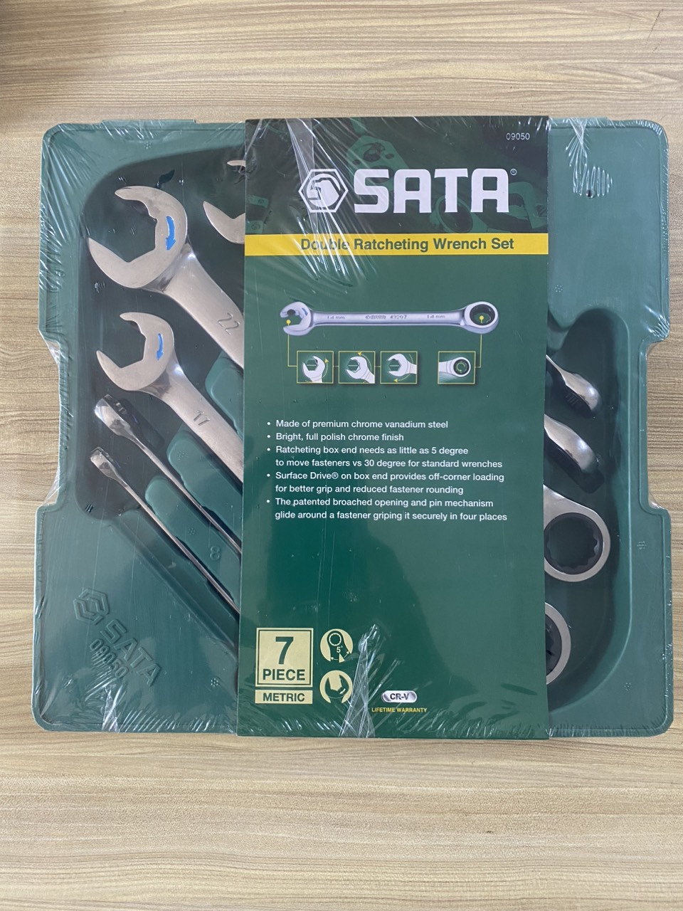 Bộ cờ lê vòng miệng tự động 07 chi tiết Sata 09-050