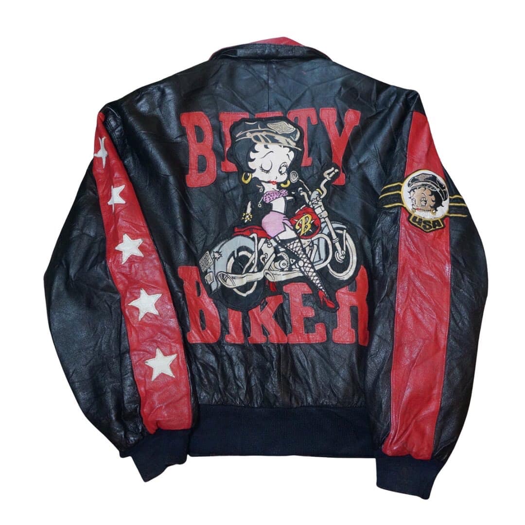 VINTAGE RARE BETTY BOOP BIKER LEATHER JACKET