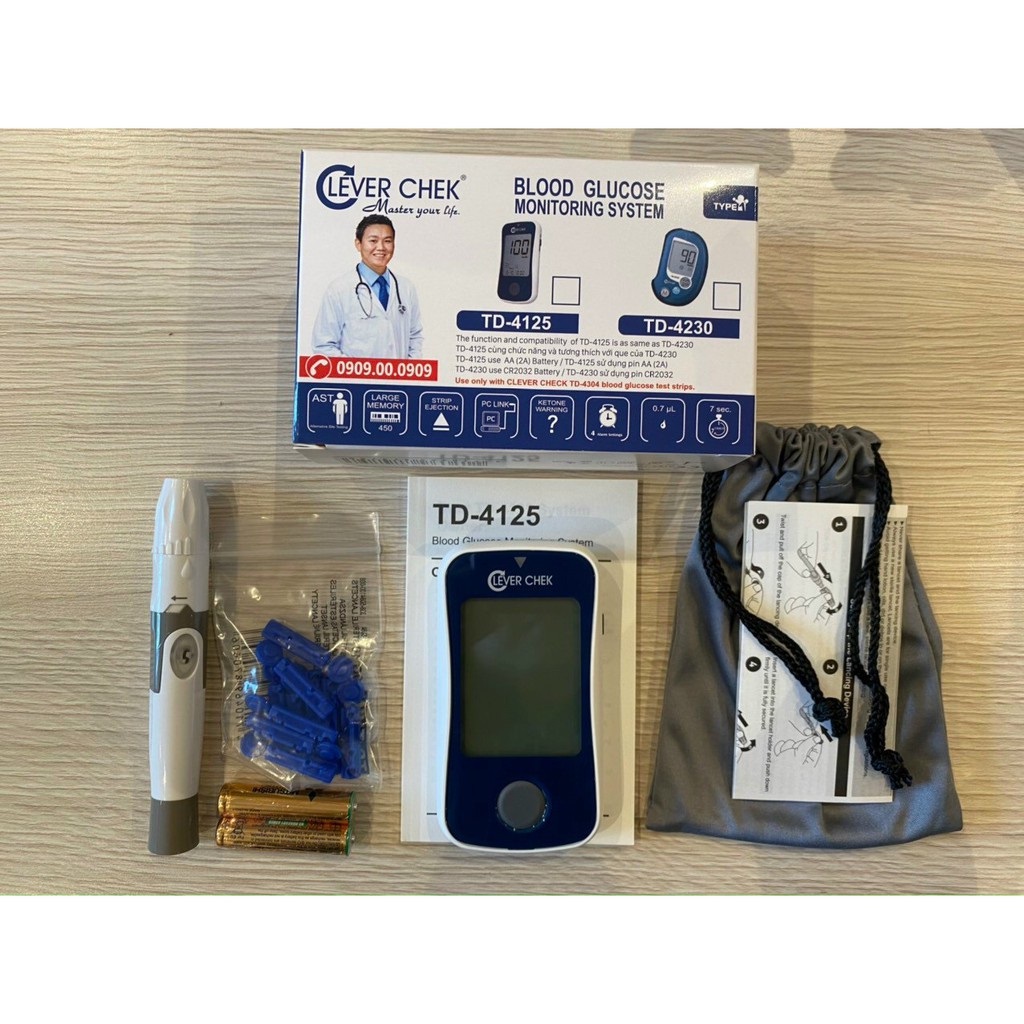 [TẶNG QUE, KIM, CỒN] Máy Đo Đường Huyết Clever Chek TD-4125 (MG) (25 ...