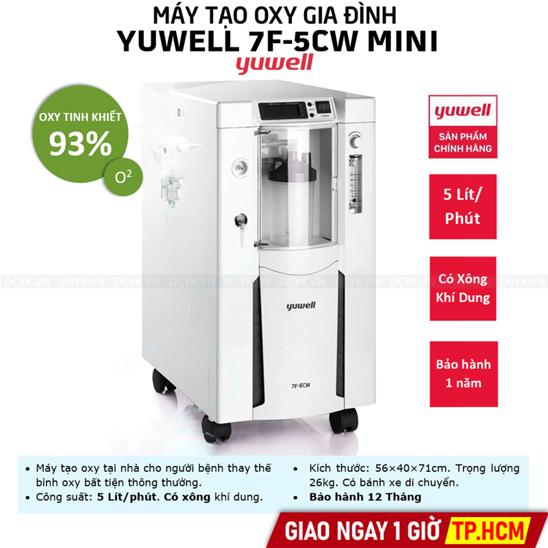 Máy Tạo Oxy Yuwell 7F-5CW Mini (5 Lít, Có Xông) | Dcyk.vn︱ Dụng cụ y ...