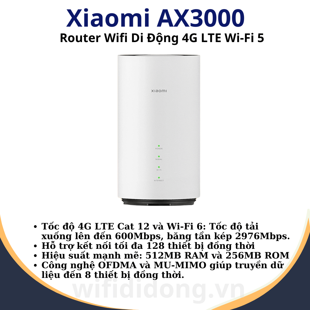 Xiaomi AX3000 Cat 12 | Router Wifi Di Động 4G LTE Wifi 6, Băng Tần Kép ...