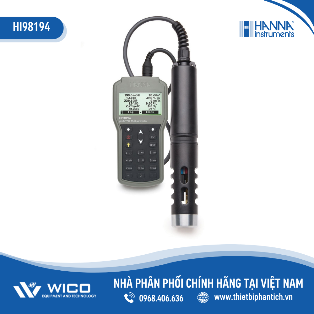 HI98194 - Máy Đo pH/ORP/EC/TDS/Độ Mặn/DO/Áp Suất/Nhiệt Độ Chống Thấm ...