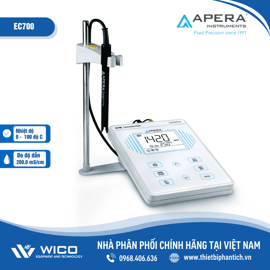 Máy đo độ dẫn/mV/nhiệt độ để bàn Apera - Mỹ EC700 | Thiết Bị Phân Tích™