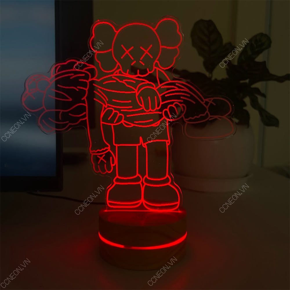 Đèn Led 3D Kaws Mẫu 1- Đèn Led 16 Màu Hình Nhân Vật Hoạt Hình, Đèn Ngủ ...