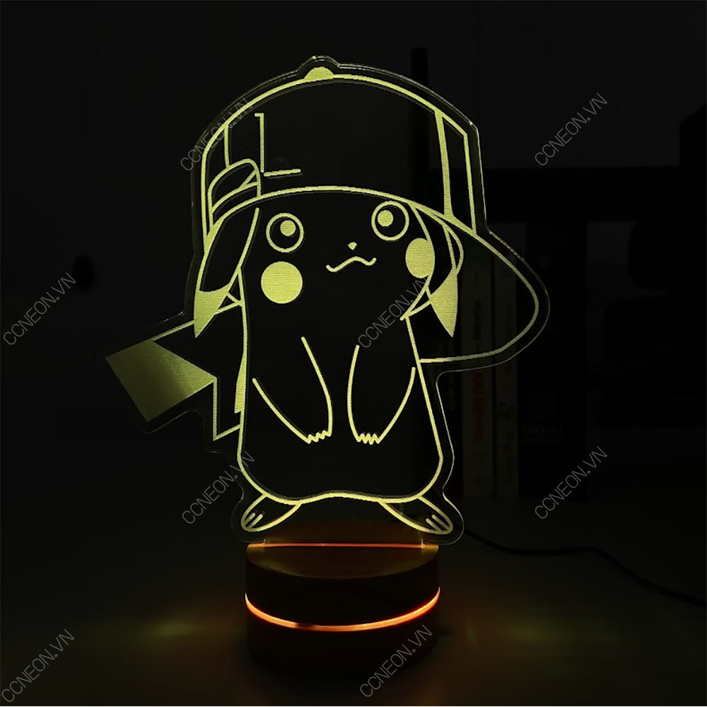 Đèn Led 3D để bàn Pikachu - Đèn Led 3D để bàn Pokemon