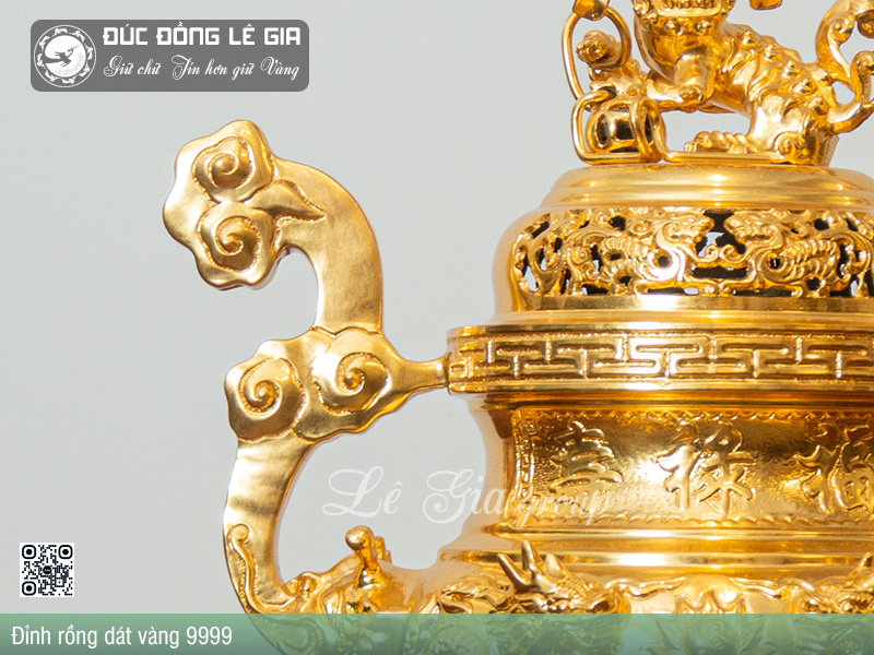 Đỉnh Thờ Bằng Đồng Hoa Văn Rồng dát vàng 9999 | Lê Gia Group - Giữ Chữ ...